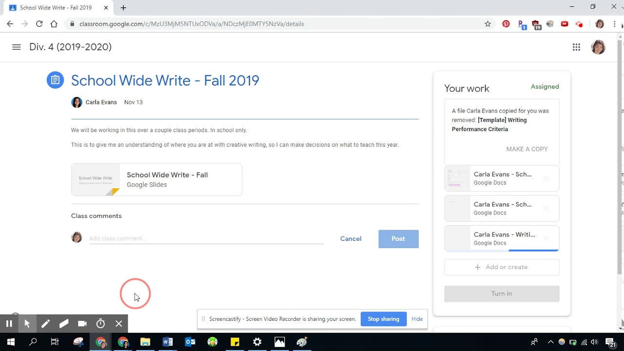 Google Classroom Adding a Missing Document - YouTube