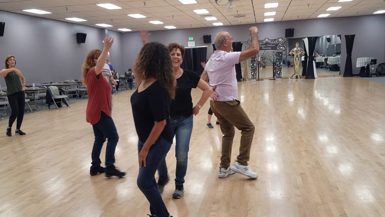 GingE dancing Israeli folk line dance, Ha'amantezet - YouTube