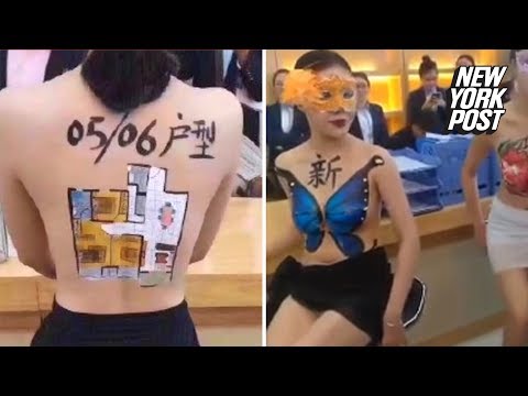 Topless models painted with floor plans to sell apartments in real estate stunt | New York Post
