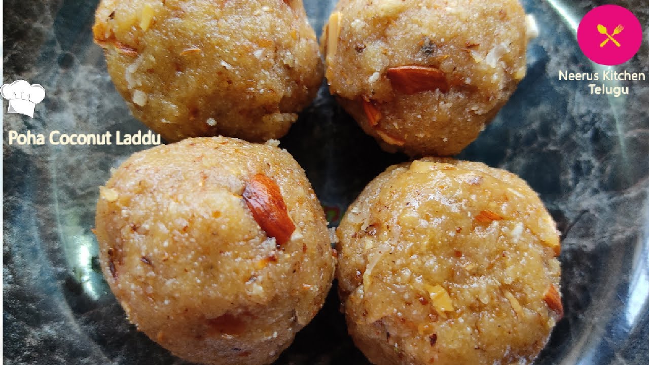 Poha coconut Laddu||Healthy Jaggery laddu|కొబ్బ‌రి అటుకుల‌తో ఇలా ల‌డ్డూ ...