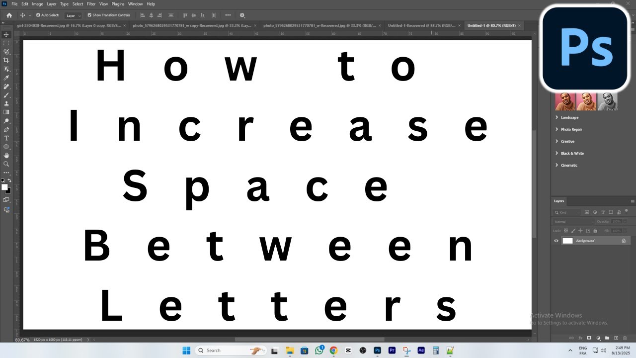 How to Increase Space Between Letters in Photoshop 2025 - Simple ...