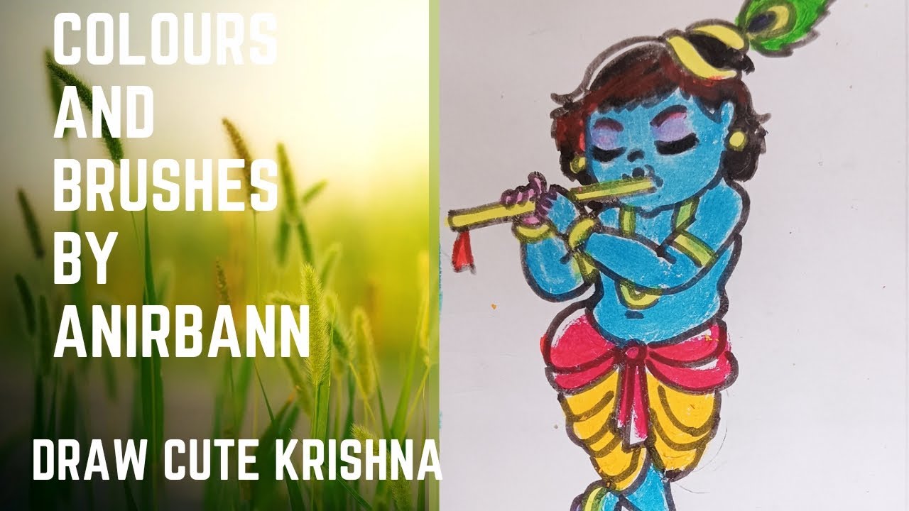 cute krishna drawing| krishna| kanha| easy drawing| oil pastel| easy ...