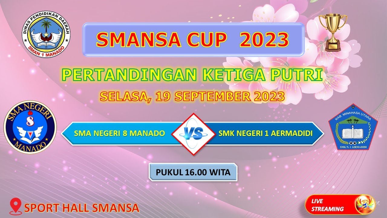 Pertandingan ke 3 Putri SMA NEGERI 8 MANADO Vs SMK NEGERI 1 AIRMADIDI ...
