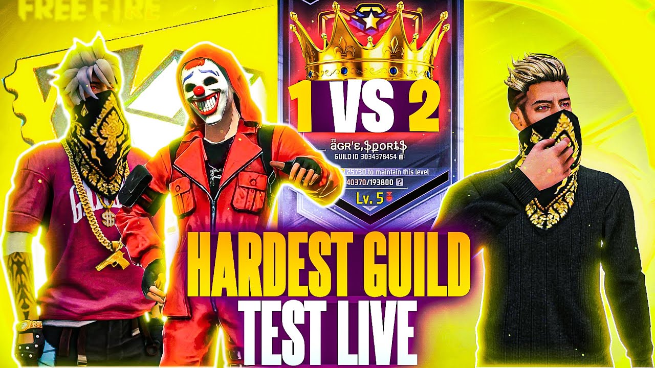 FREE FIRE LIVE GUILD TEST || 1VS2 HARDEST GUILD TEST 😎 #freefirelive # ...