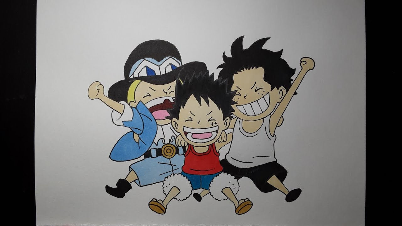 How to draw Luffy Ace Sabo - One Piece (437) - YouTube