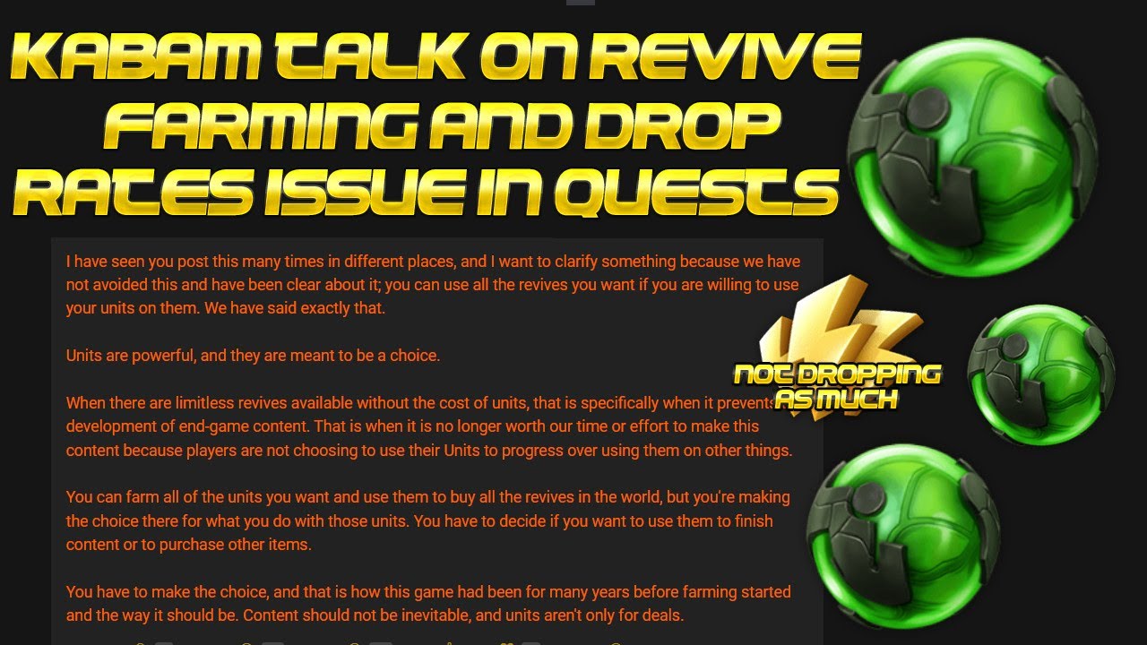 Kabam Clarify Revive Farm Nerf Reasoning | Energy Drop Rate + Event ...