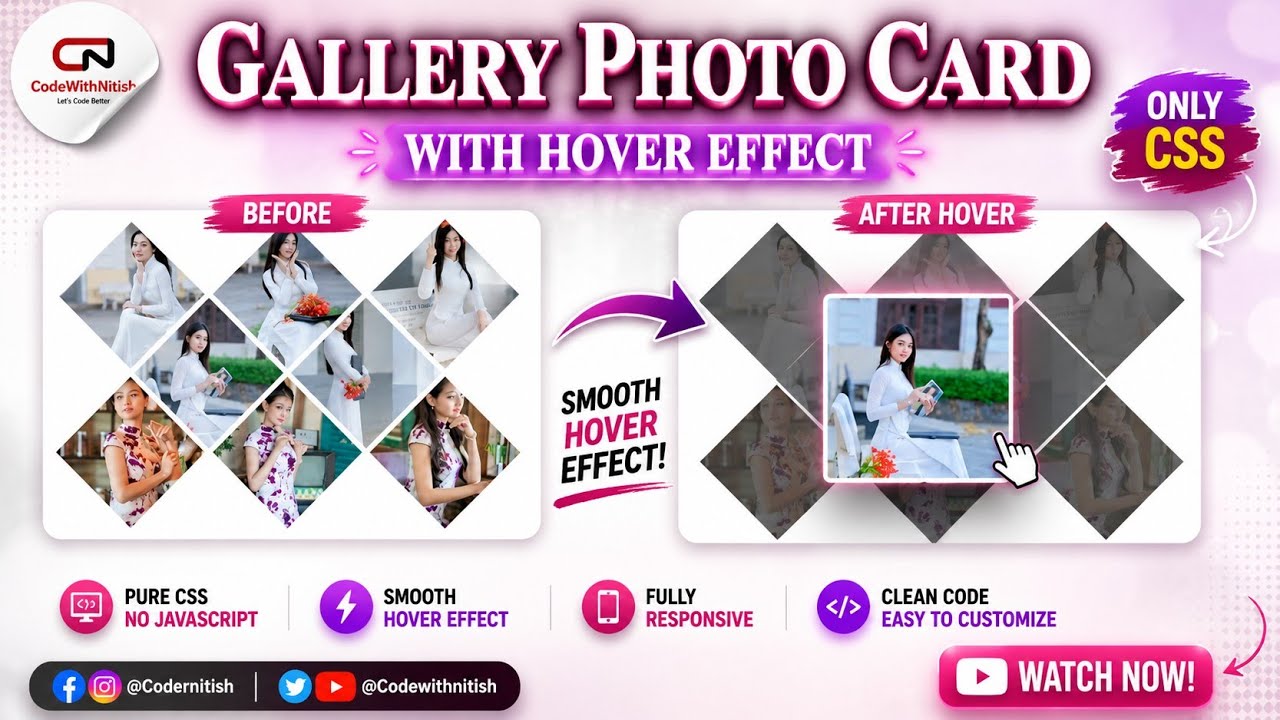 Gallery Photo with Hover Effect Using HTML and CSS - YouTube