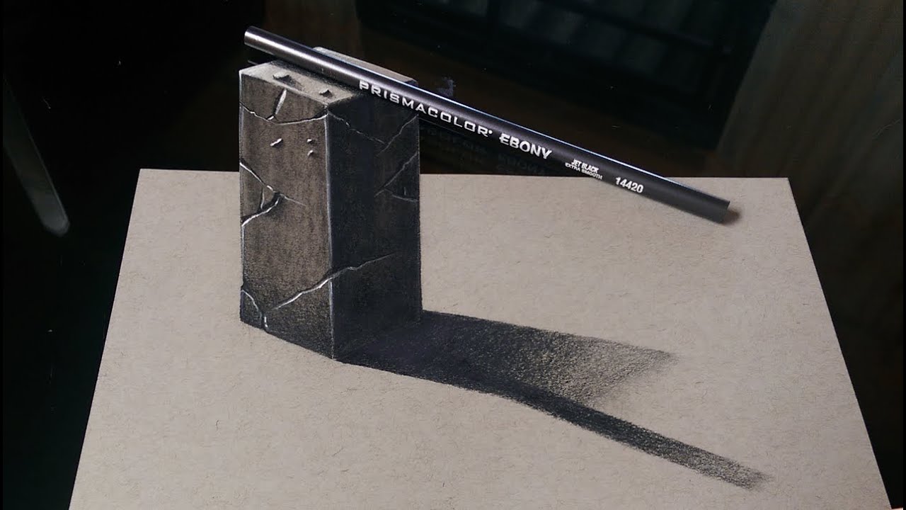How to Draw 3D Block with Pen in the Air | Optical Illusion - YouTube