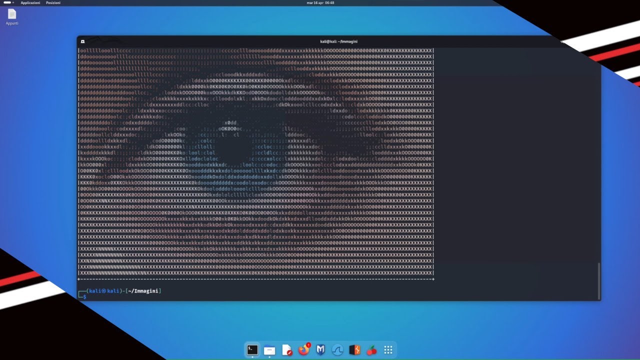 Kali Linux - JPEG to ASCII (converte immagini in ascii a colori) - YouTube
