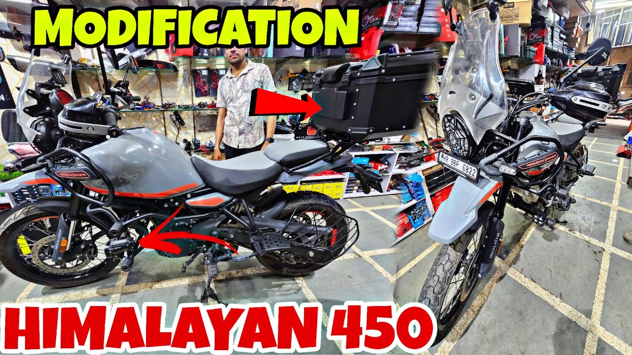 HIMALAYAN 450 Premium Modification (*with BTS) | Crash Guard | Top Box ...