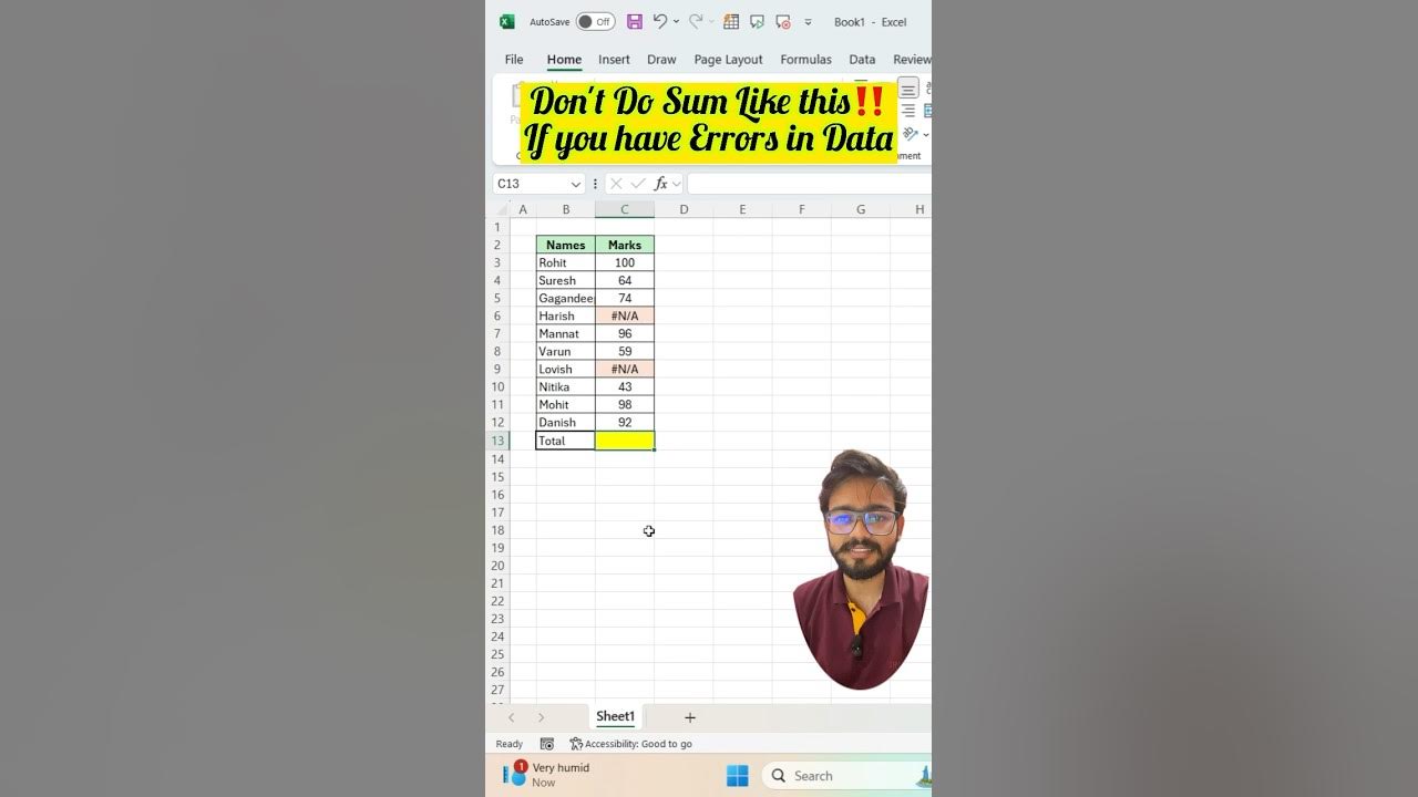 Dont Sum If Errors In Excel‼️instead Use Amazing Function Exceltips
