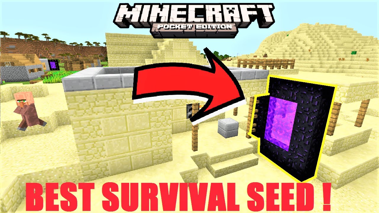 MCPE - INSTANT NETHER PORTAL AT SPAWN SEED ! 6 VILLAGES & 5 BLACKSMITHS ...
