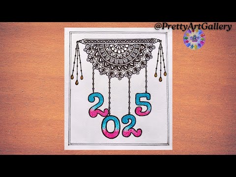 Happy New year Easy drawing💝/Happy New year 2025 drawing easy//Happy ...