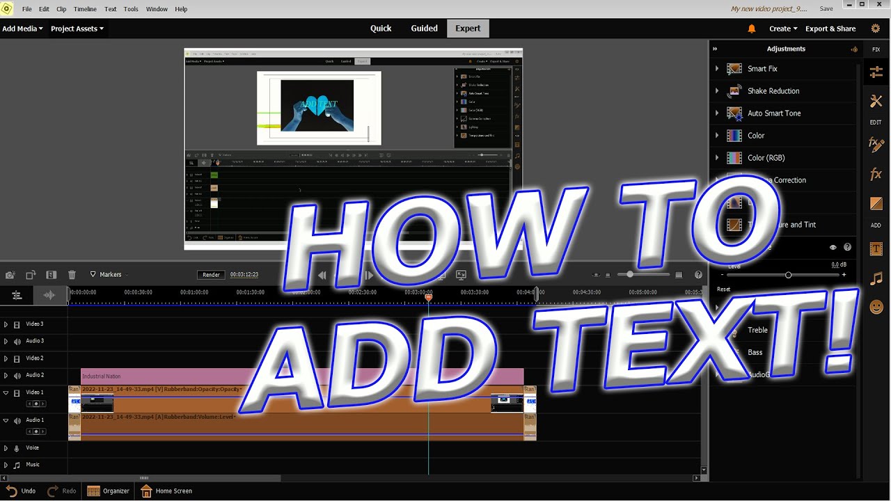 HOW TO ADD TEXT IN ADOBE PREMIER ELEMENTS - YouTube