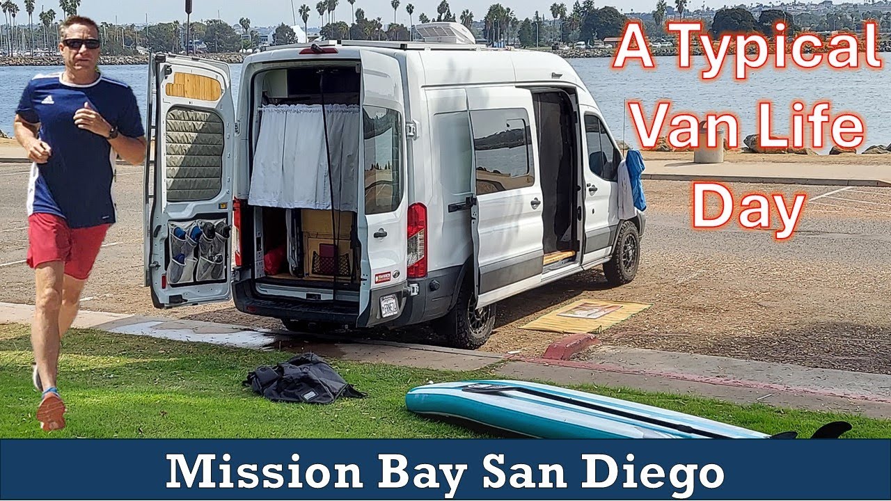 Van Life at Mission Bay: Running, Riding, and Cold Showers - YouTube