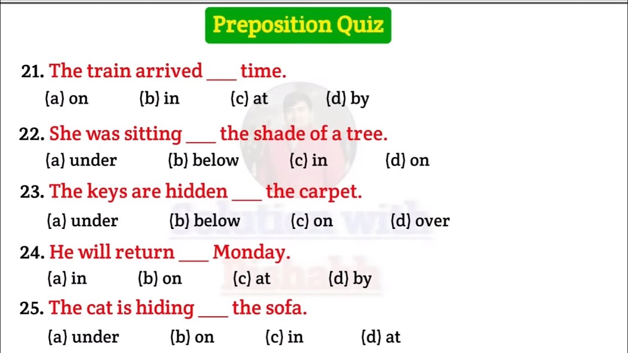PREPOSITION QUIZ /PREPOSITION PRACTISE. WITH EASY TRICK - YouTube