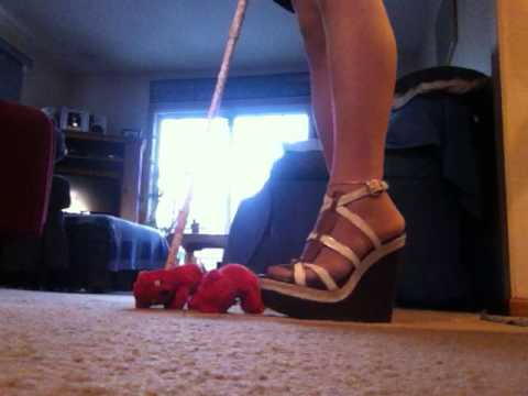 Wife nylon feet crushing you bear in wedges