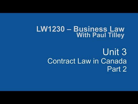 LW1230 - Unit 3 - Contract Law Part 2 - YouTube