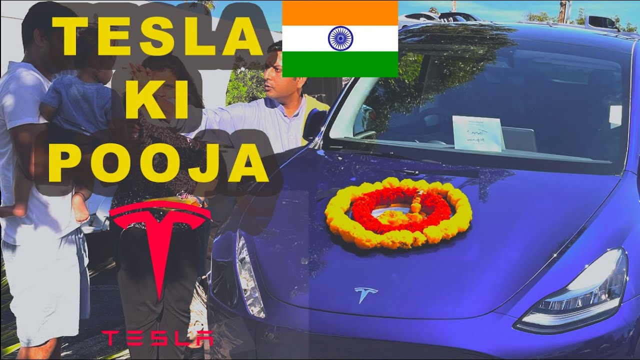 Tesla New Car Puja in USA Tesla Model Y car Pooja | Tesla India ...