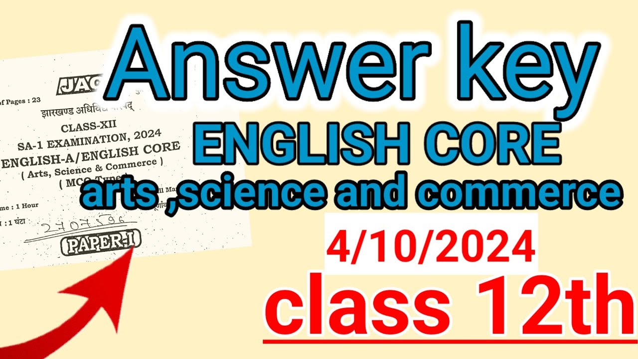 English Answer key class 12th,Answer key English core class 12th ,class ...