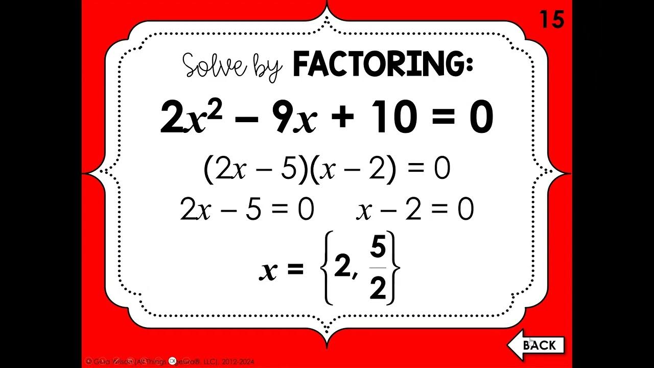 Solving Quadratics by Factoring Bingo PREVIEW - YouTube