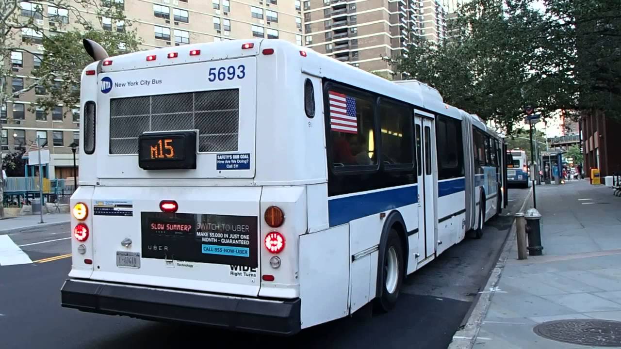 MTA New York City Bus New Flyer D60HF 5693 on the M15.. - YouTube