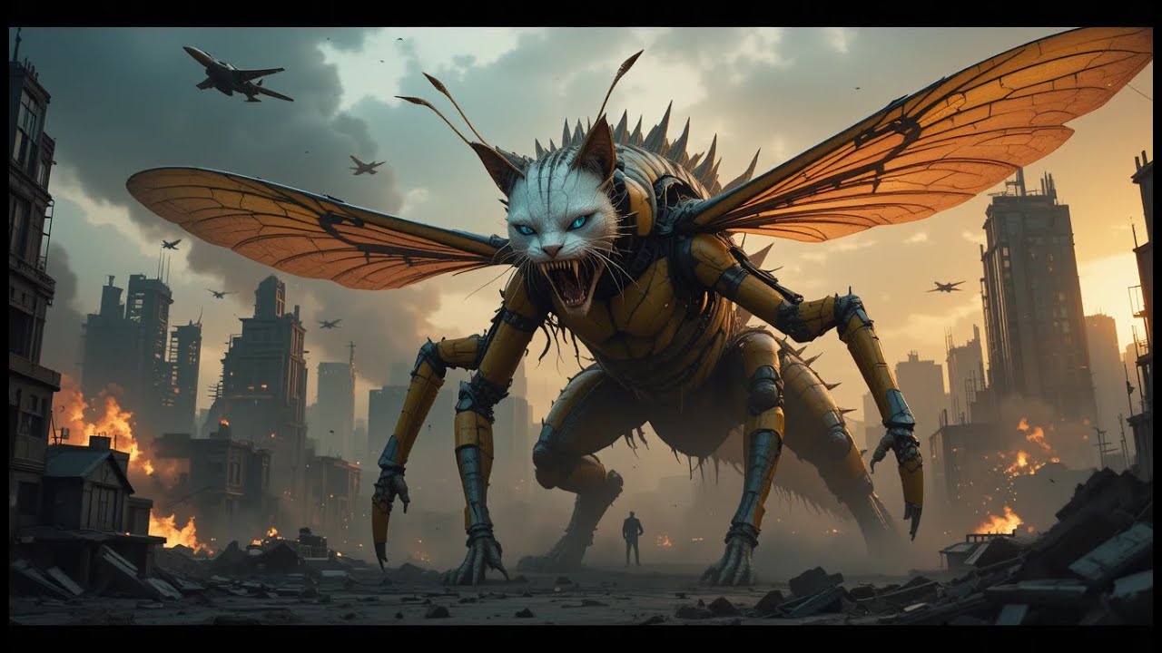 The kitten become a bee monster How🐱 ️🐝 #cat #cute #ai #catvideos # ...