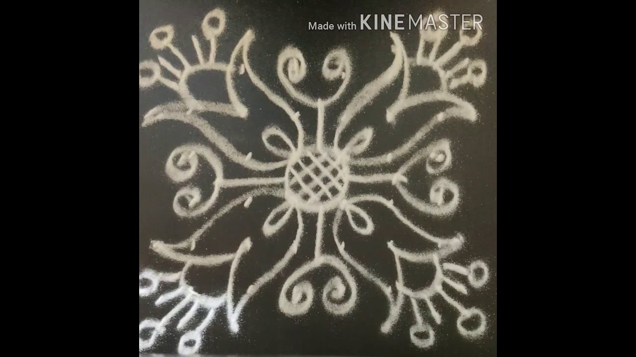 Simple and easy daily rangoli 6* 6 straight line Rangoli. - YouTube
