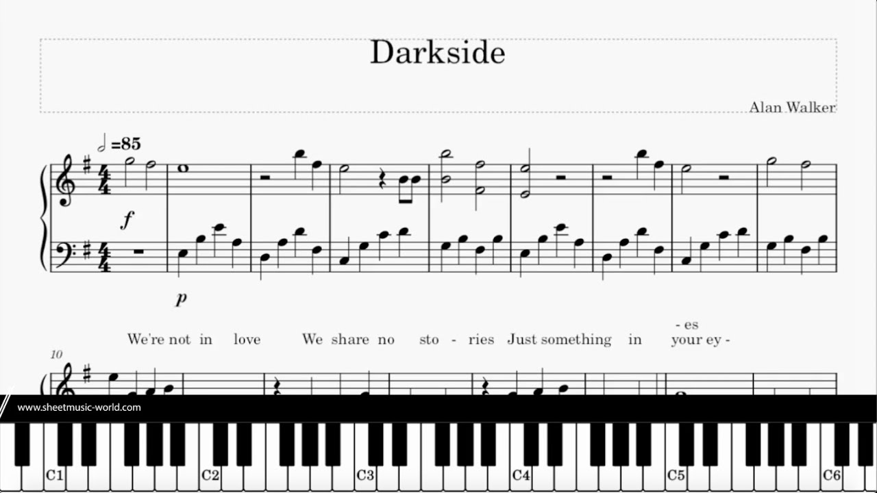 Alan Walker Darkside - Piano Cover - (Sheets Piano score Alan Walker ...