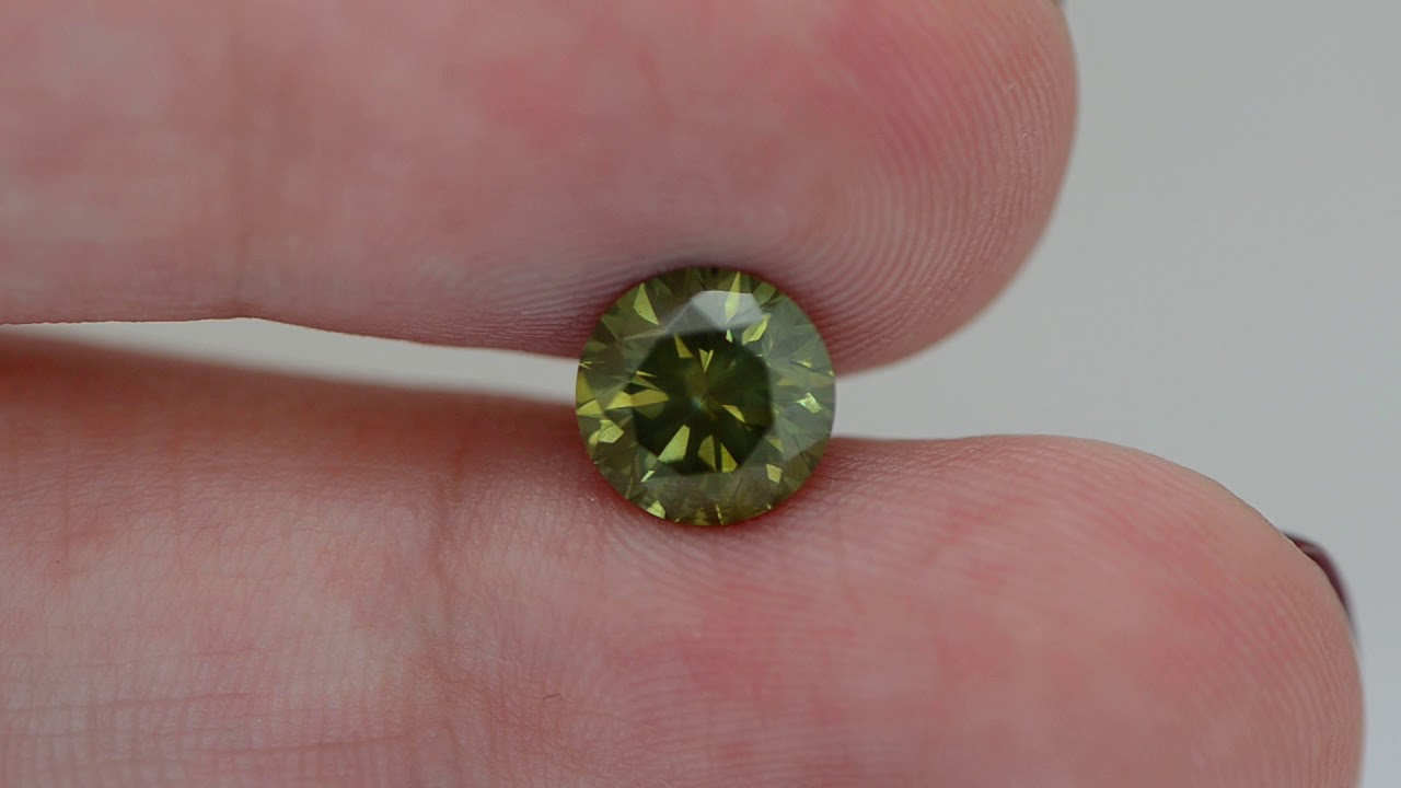 Loose Fancy Olive Green Round Diamond 1.70 Carat VS2 - YouTube