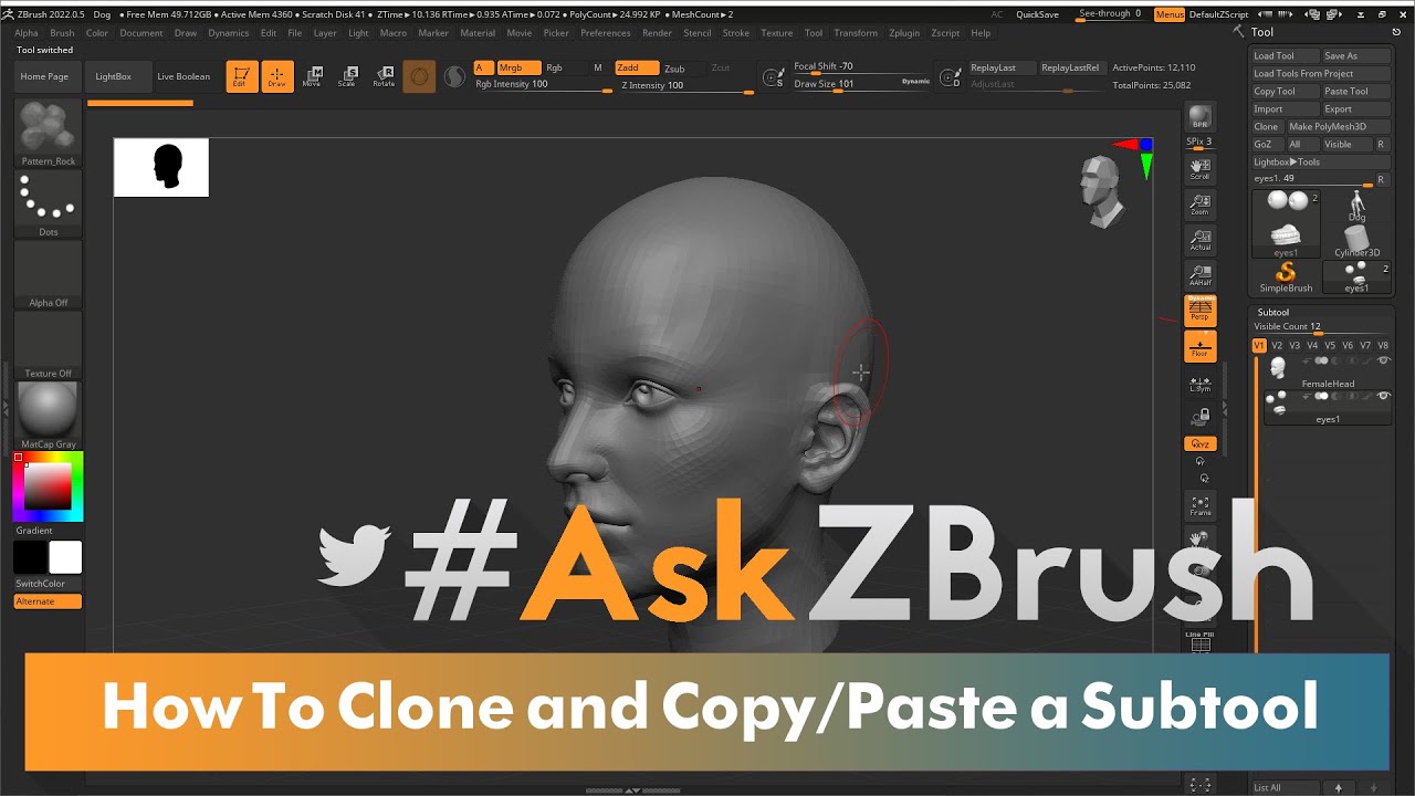 #AskZBrush - How Can You Clone a Subtool in ZBrush? - YouTube