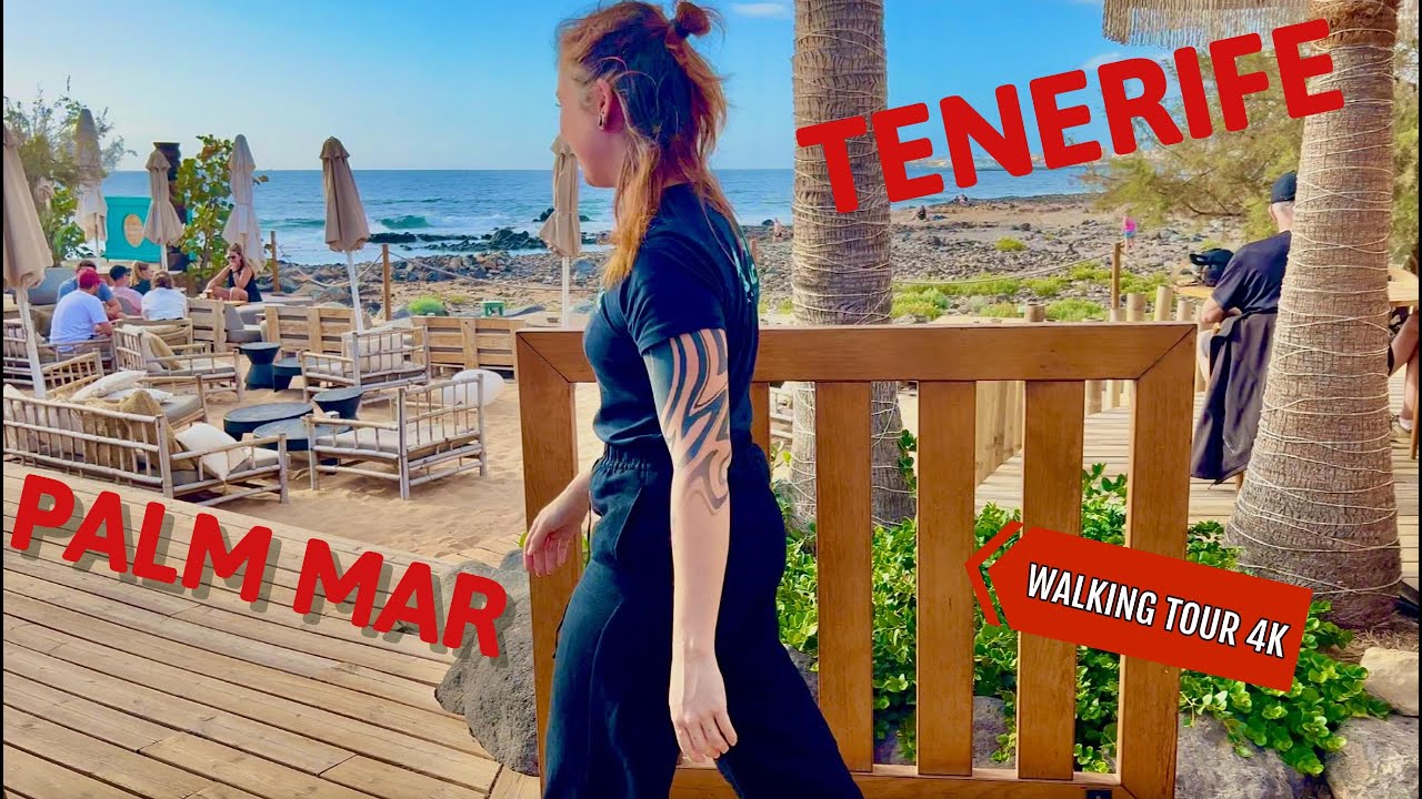 Tenerife🇪🇸PALM MAR, walking tour 4K, beaches🏖️, beautiful views, ocean ...
