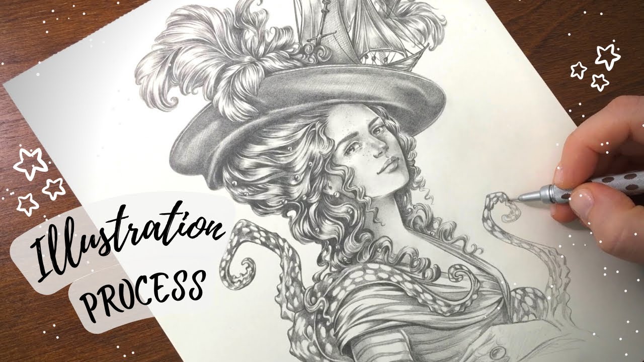 Illustration process from start to finish ★ How I create a graphite ...