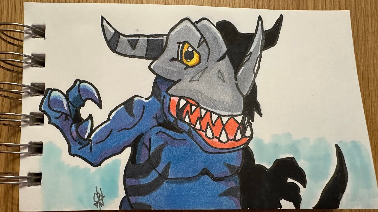 Black Greymon part 2!!! Digimon drawing - YouTube