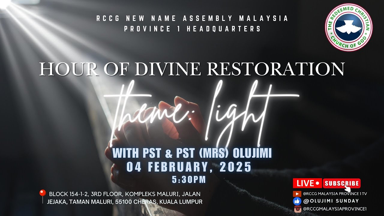 Hour of Divine Restoration on RCCG Malaysia Province 1 TV || 04/02/2025 ...