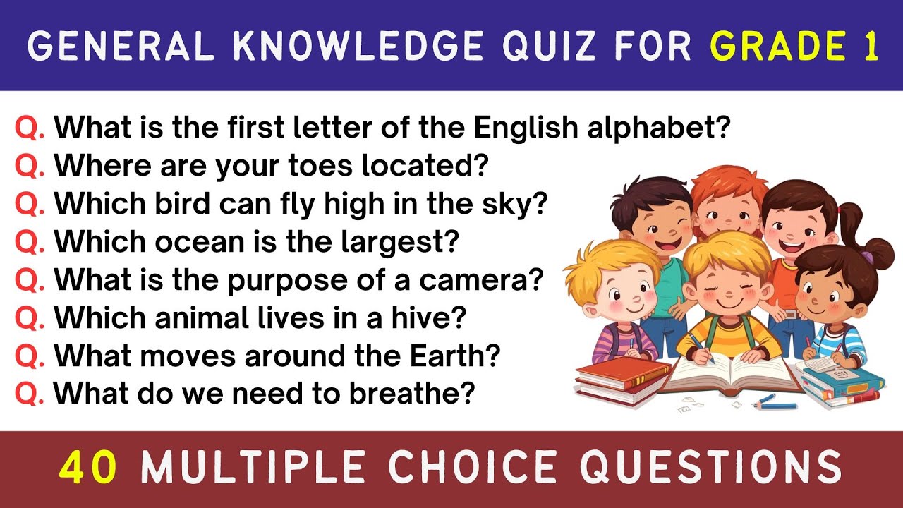 General Knowledge Quiz for Grade 1 | 40 MCQs for First Grade Kids to ...