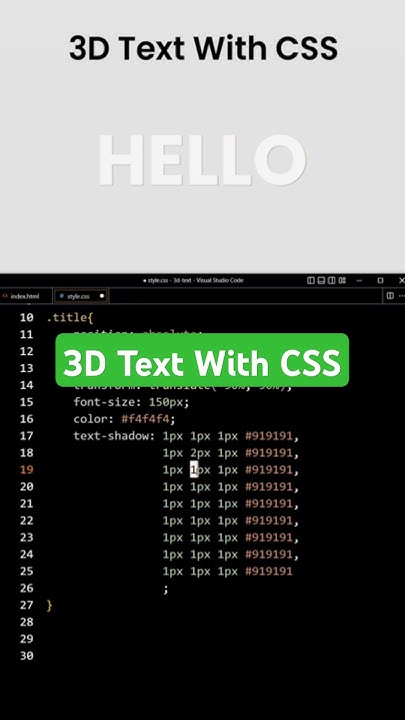 How to 3D Text Effect With CSS #shorts #shortsfeed #javascript #tutorial #trending #webdesign ...