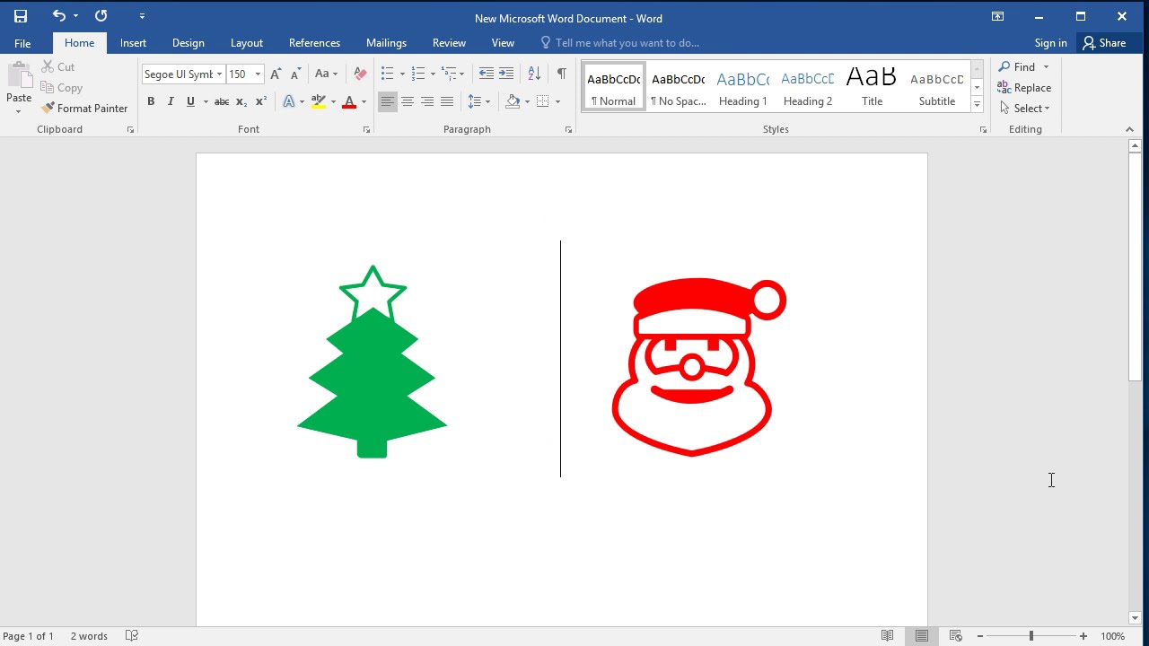 How to insert Christmas tree and Father Christmas symbols in word - YouTube