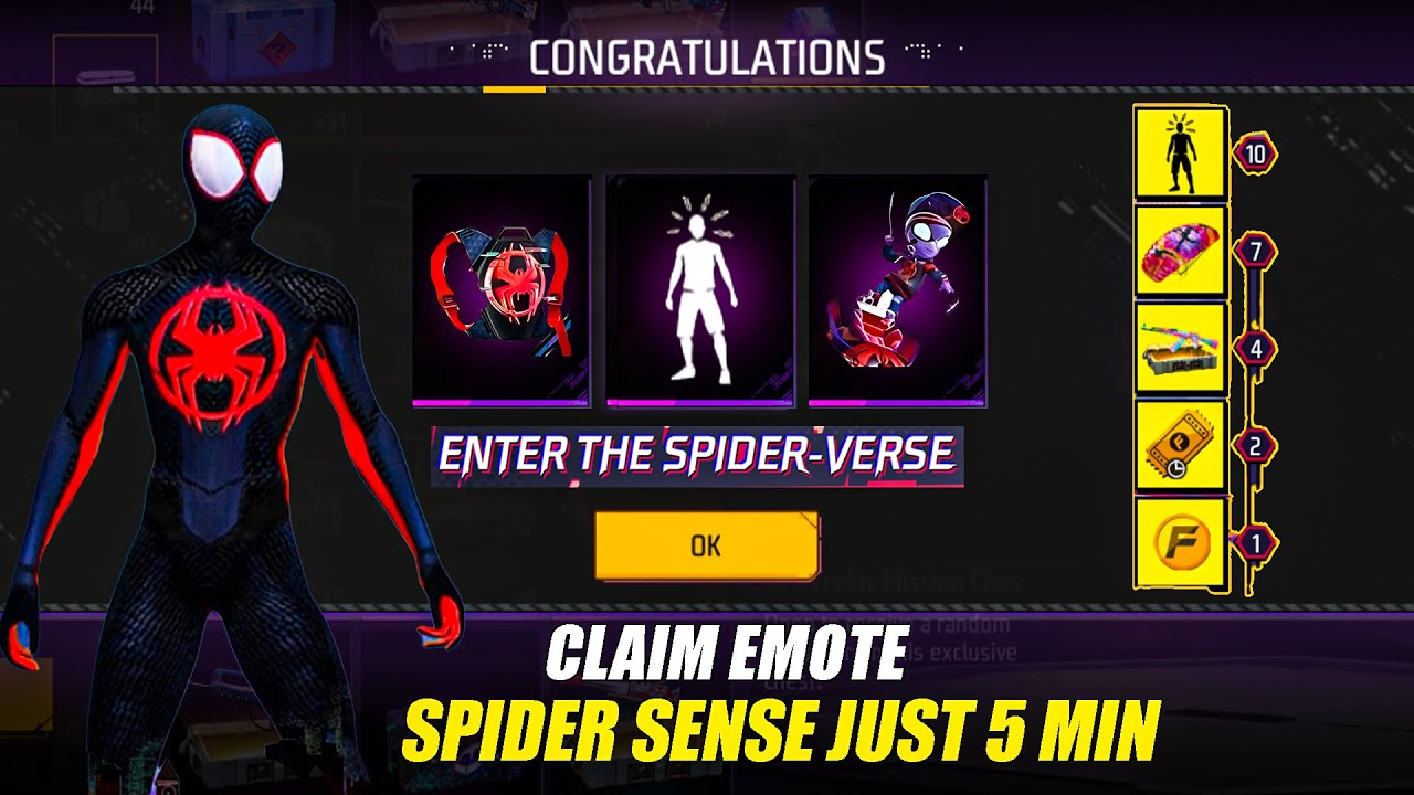 Claim Spider Sense Emote Free Fire | Enter The Spider Verse Event Free ...