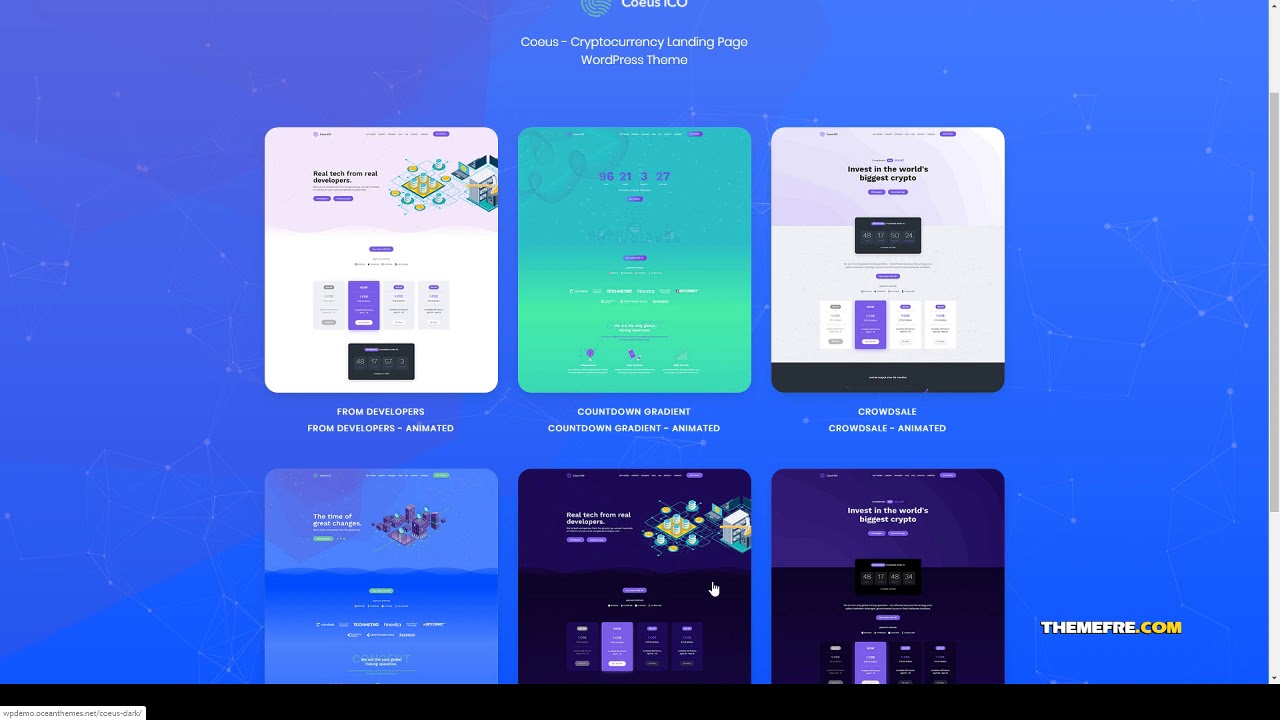 Coeus - Cryptocurrency Landing Page WordPress Theme - YouTube