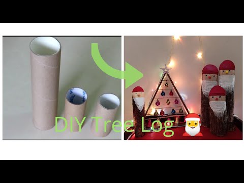 DIY Santa logs /easy Christmas decorating ideas/tree log Christmas ...