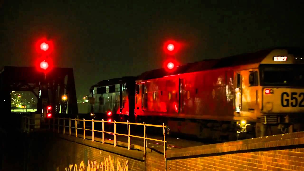 Pacific National "A class" and "G class" locomotives at night ...