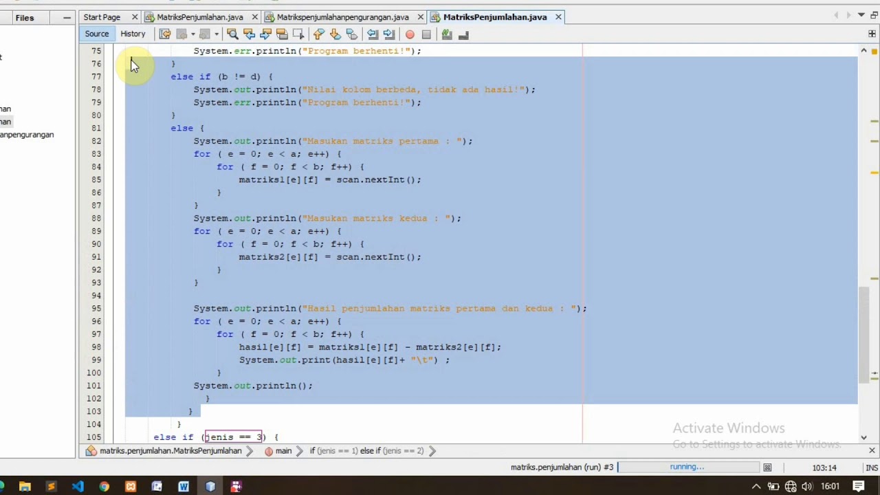 Program Java Matriks (Penjumlahan, Perkalian, Invers, Transpose) - YouTube