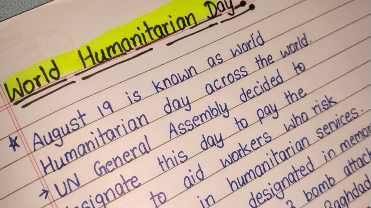 World Humanitarian Day Speech in English/15 Lines on World Humanitarian ...