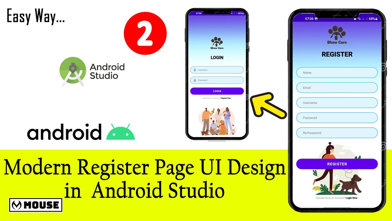 Register Page UI Design in Android Studio - Part 02 | Mouse Studio ...