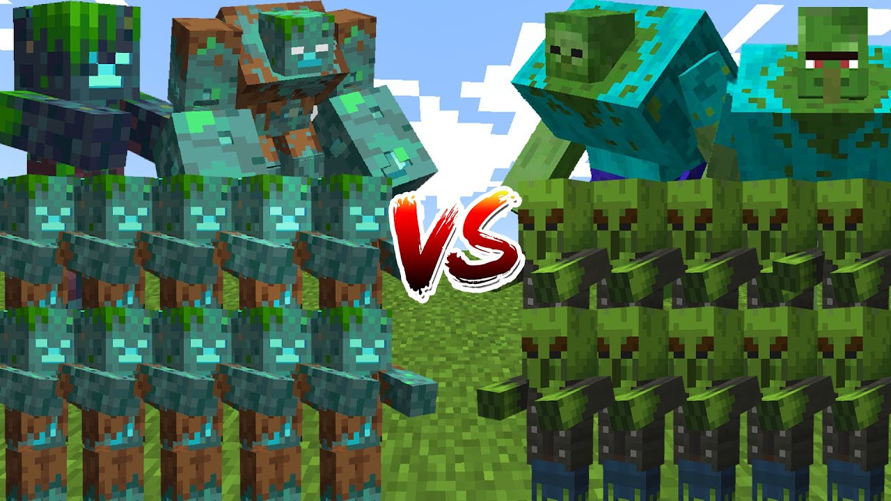 DROWNEDS vs ZOMBIES battle in Minecraft - YouTube