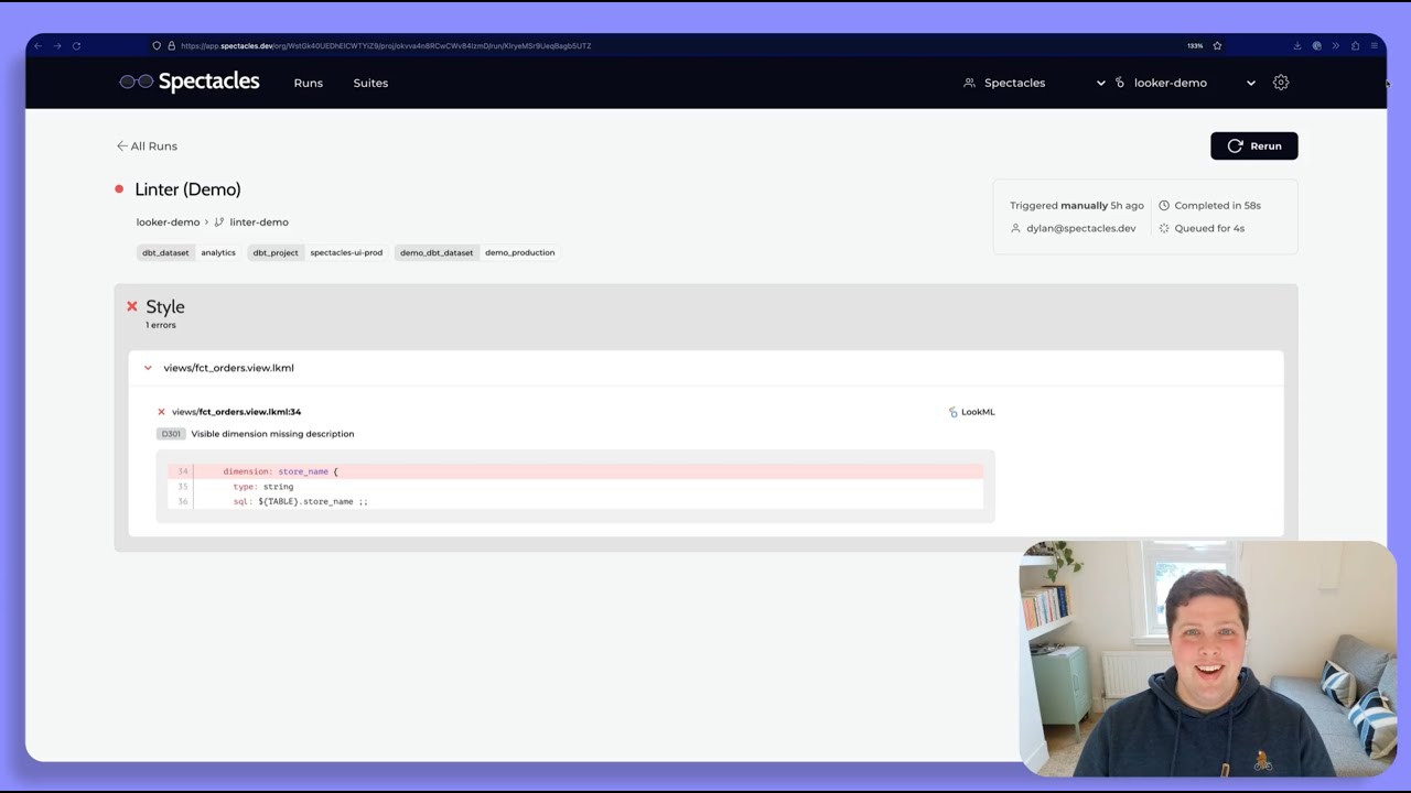 Spectacles Lookml Linter Demo Introducing The Style Validator Youtube