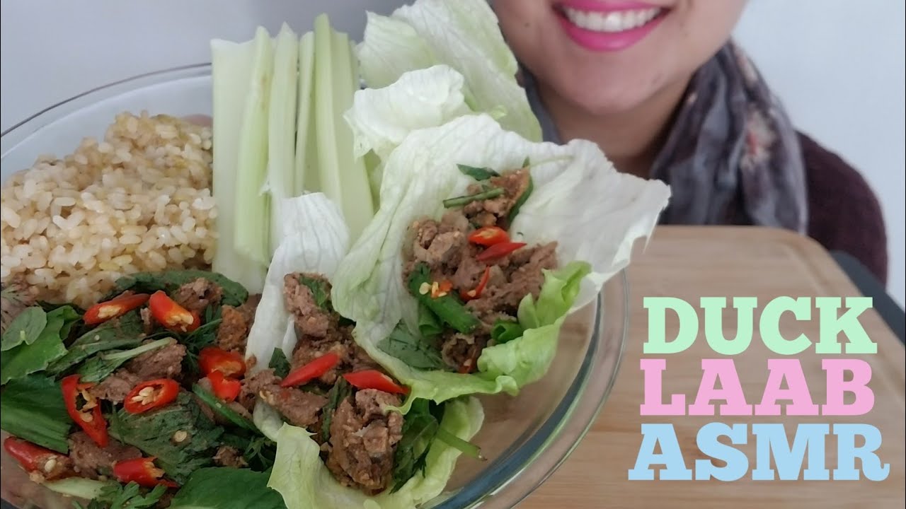ASMR SPICY DUCK LAAB (EATING SOUNDS) - YouTube