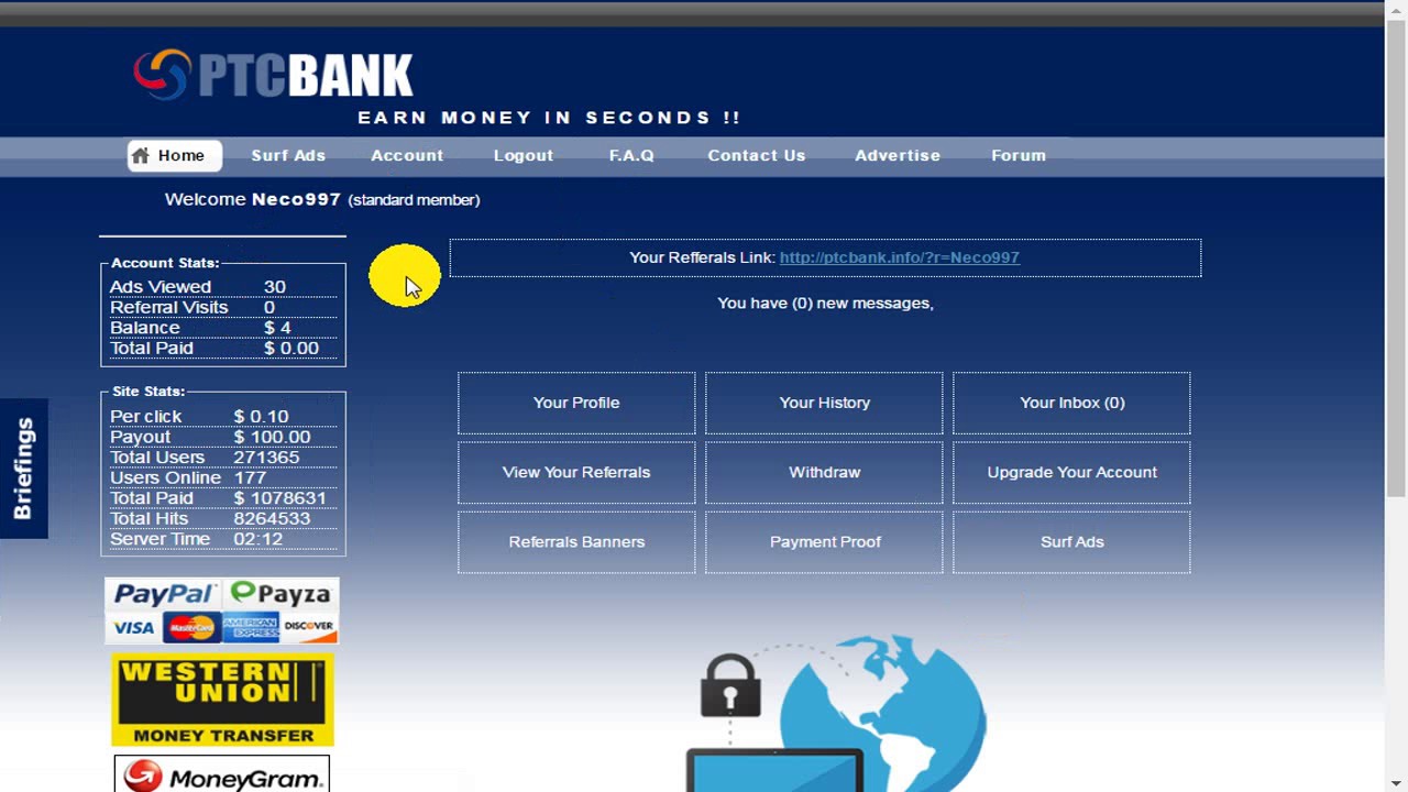 PTC Bank - Earn Money 3$ per day - YouTube