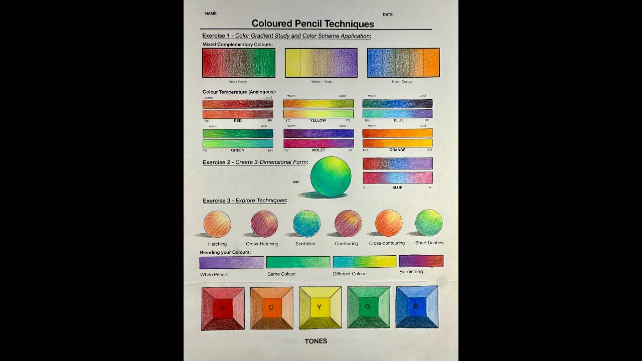 Coloured Pencil Techniques Worksheet Video Tutorial - YouTube
